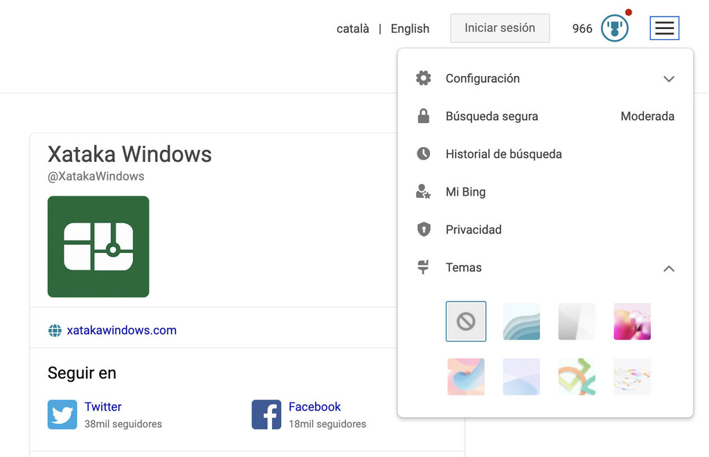 Bing ya permite personalizar con temas las búsquedas que realizamos con ...