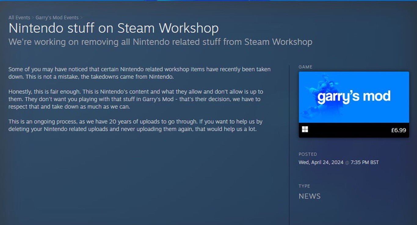 Nintendo ahora va contra los mods: Garry's Mod tendrá que eliminar 20 ...