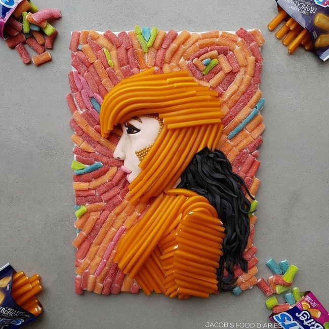 Obras de arte con comida mamá hace comida saludable para sus hijos