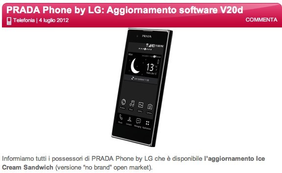 LG Prada 3.0 empieza a recibir su actualización oficial a Ice Cream ...