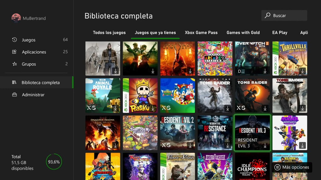 Xbox renueva la interfaz de su biblioteca de juegos para que resulte ...