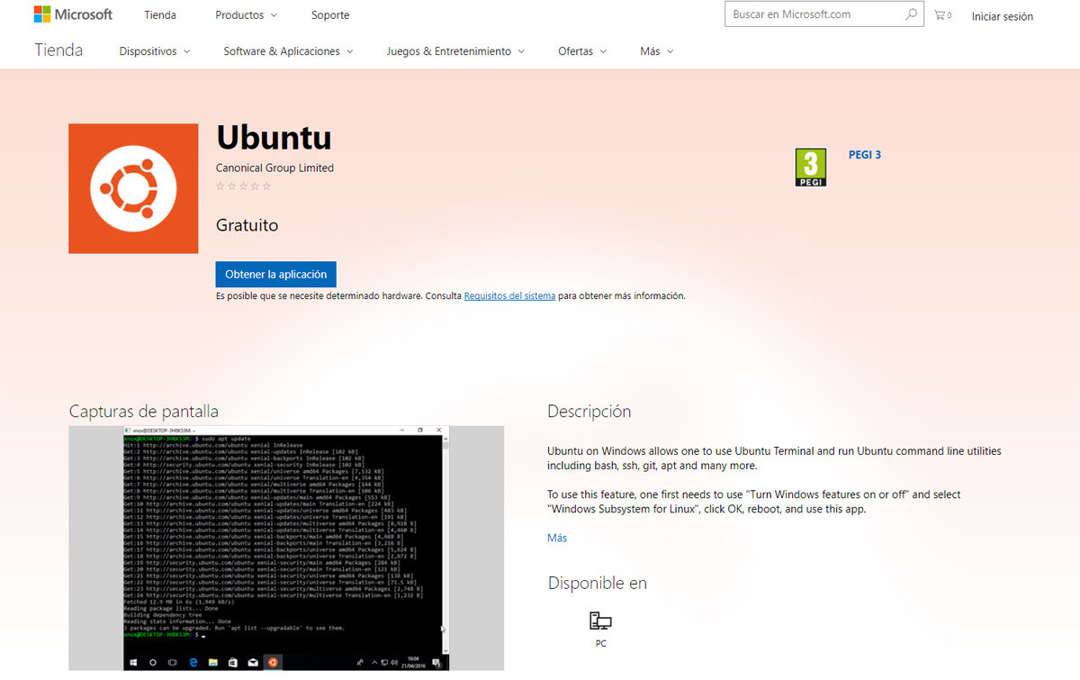 Ya puedes descargar Ubuntu desde la Windows Store