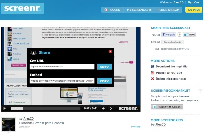 Graba screencasts de forma rápida y sencilla desde el navegador con el excelente Screenr