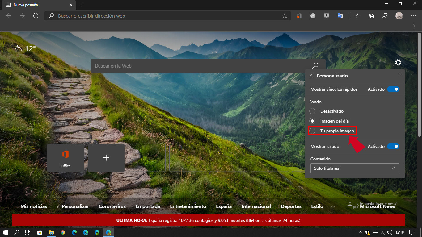 Ya puedes personalizar Edge con tus imágenes favoritas como fondo ...