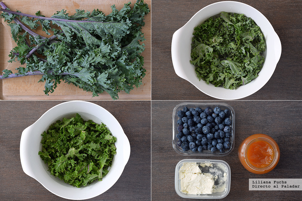 Ensalada de col kale con arándanos. Receta de cocina fácil, sencilla y ...