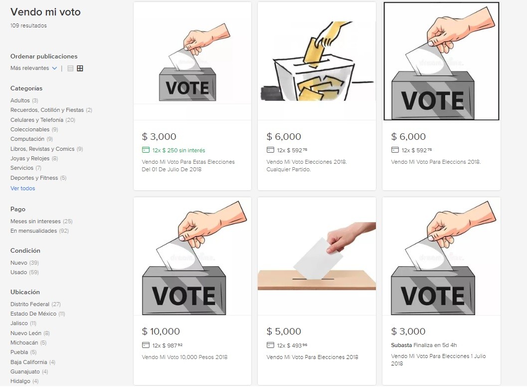Votos en venta: hasta en 10 mil pesos se encuentran en Mercado Libre en ...