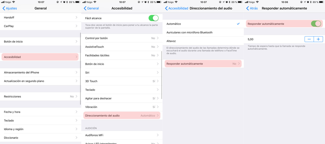 Cómo contestar automáticamente las llamadas en un iPhone con iOS 11