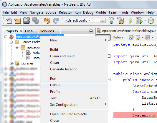 Netbeans: formatear variables para el debugger