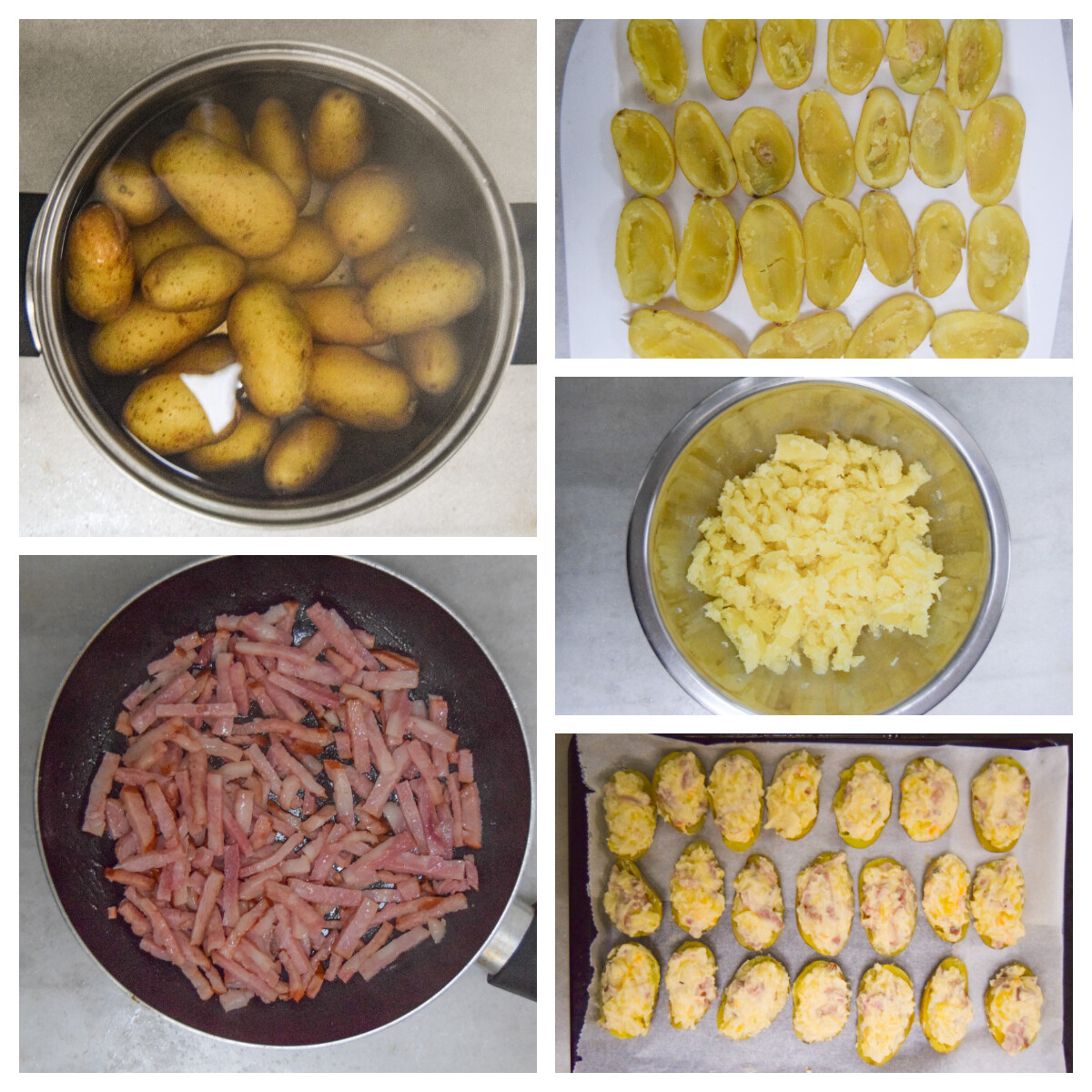 Patatas baby rellenas de bacon y queso: receta de aperitivo o cena ...