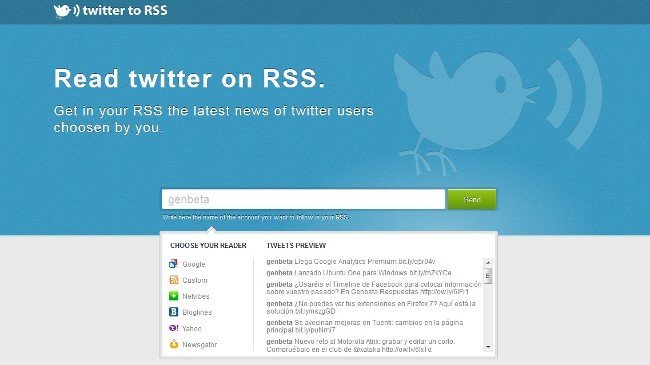 Sigue cuentas de Twitter en tu lector de feeds con Twitter to RSS