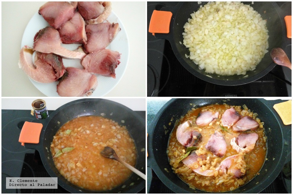 Bonito o atún encebollado. Receta de cocina fácil, sencilla y deliciosa