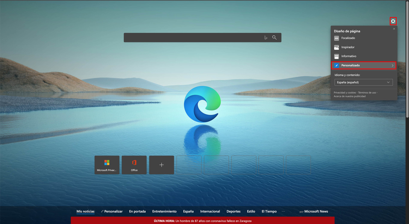 Edge recibe una función que permite que cada día veamos una imagen ...