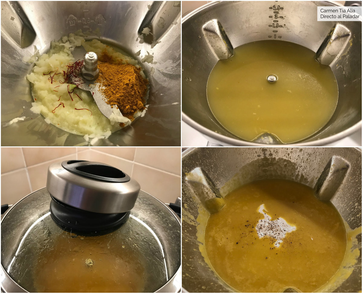 Crema de azafrán y curry, receta de cocina fácil, sencilla y deliciosa