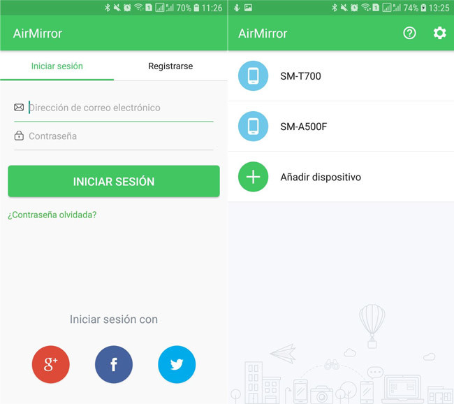 Cómo controlar un móvil Android desde otro con AirMirror y AirDroid, sin root