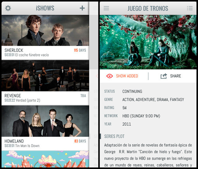iShows, la app para estar al día de tus series preferidas