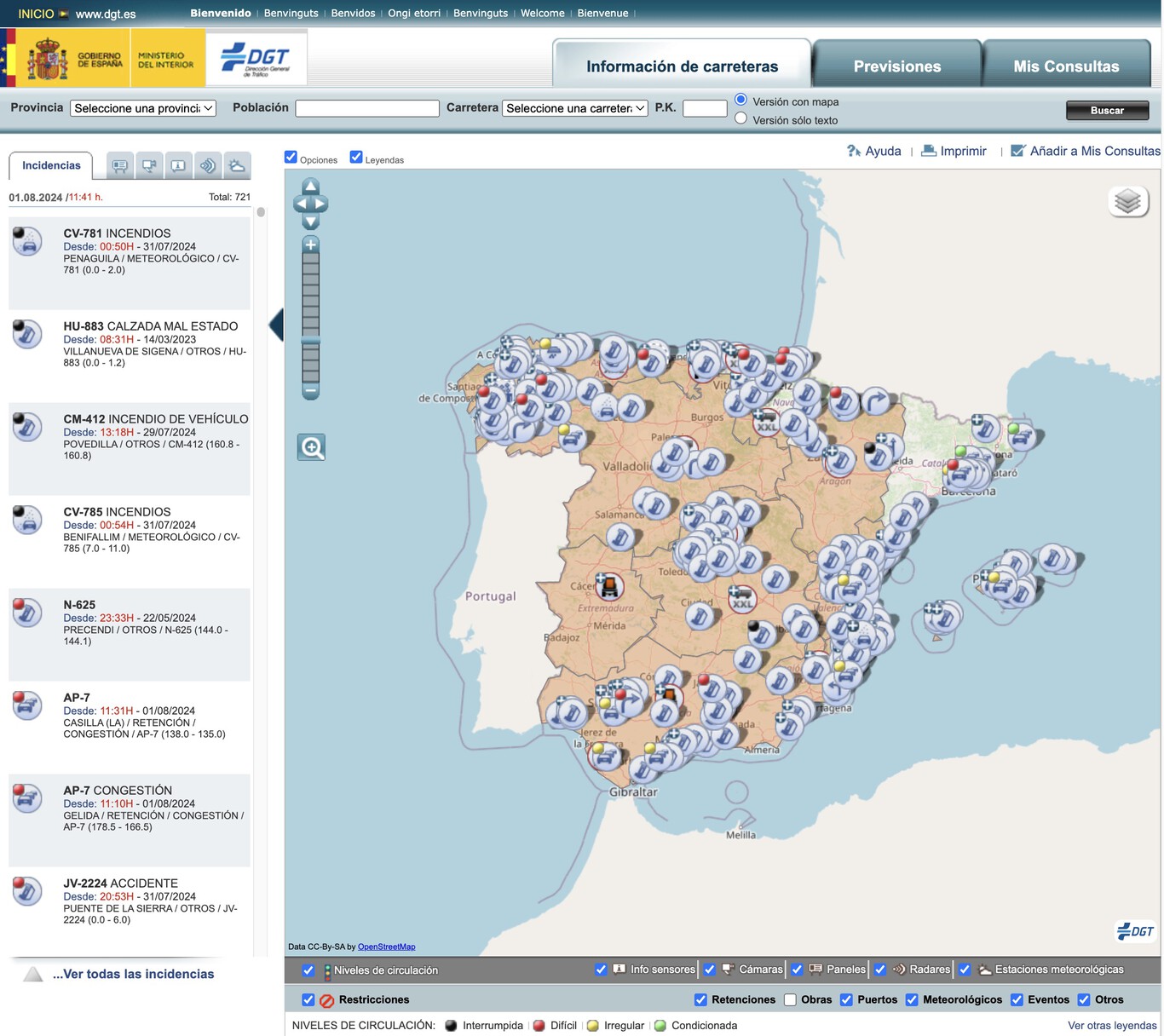 Mapa de la DGT: cómo usarlo para ver TODAS las incidencias de tráfico ...