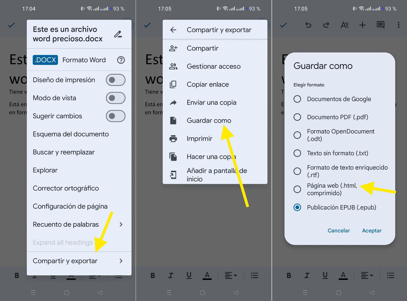 Cómo convertir documentos desde Google Drive usando el móvil