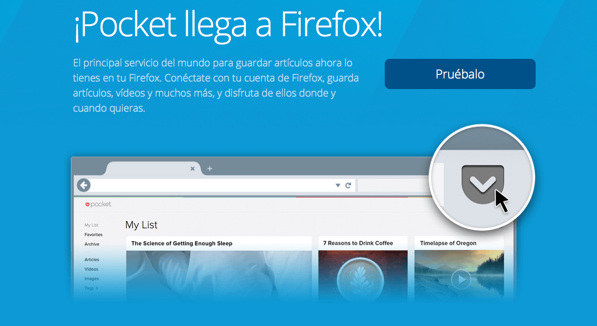 Así es la integración de Pocket en Firefox que ha presentado Mozilla