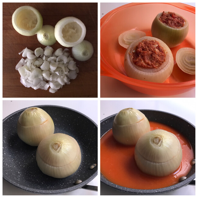 Cebollas rellenas de bonito, receta de cocina fácil, sencilla y deliciosa
