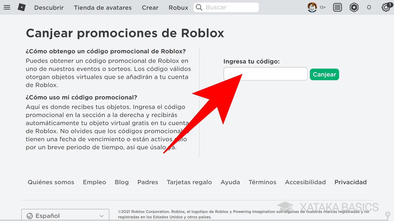 Cómo canjear los promocodes o códigos gratis de Roblox