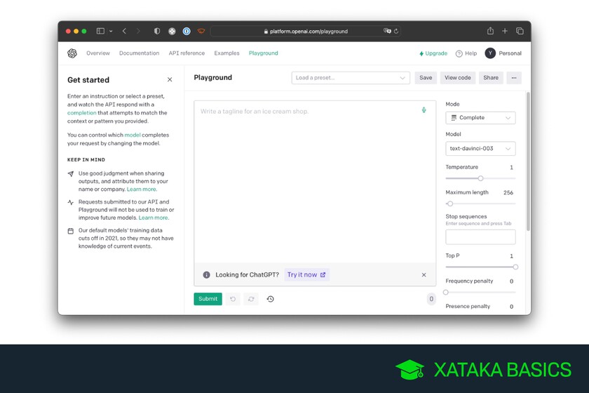 OpenAI Playground: qué es, diferencias con ChatGPT y cómo usarlo