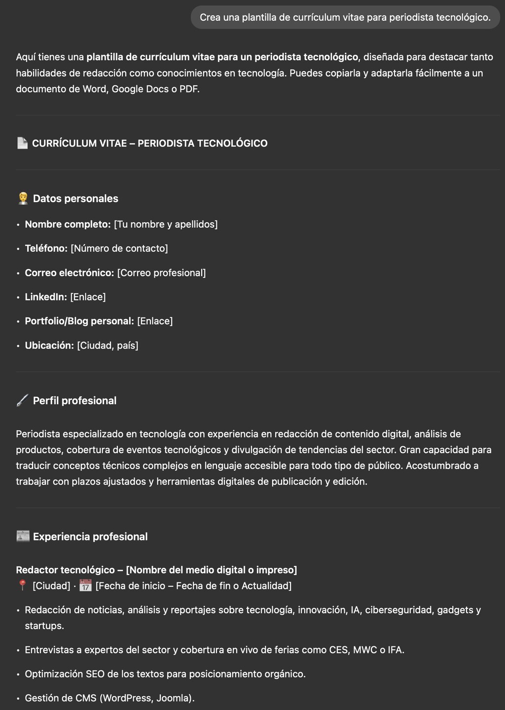 Cómo crear y mejorar tu curriculum usando inteligencia artificial