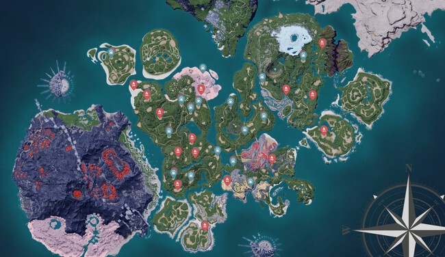 Mapa interactivo de Palworld, ubicación de todas las torres, biomas ...