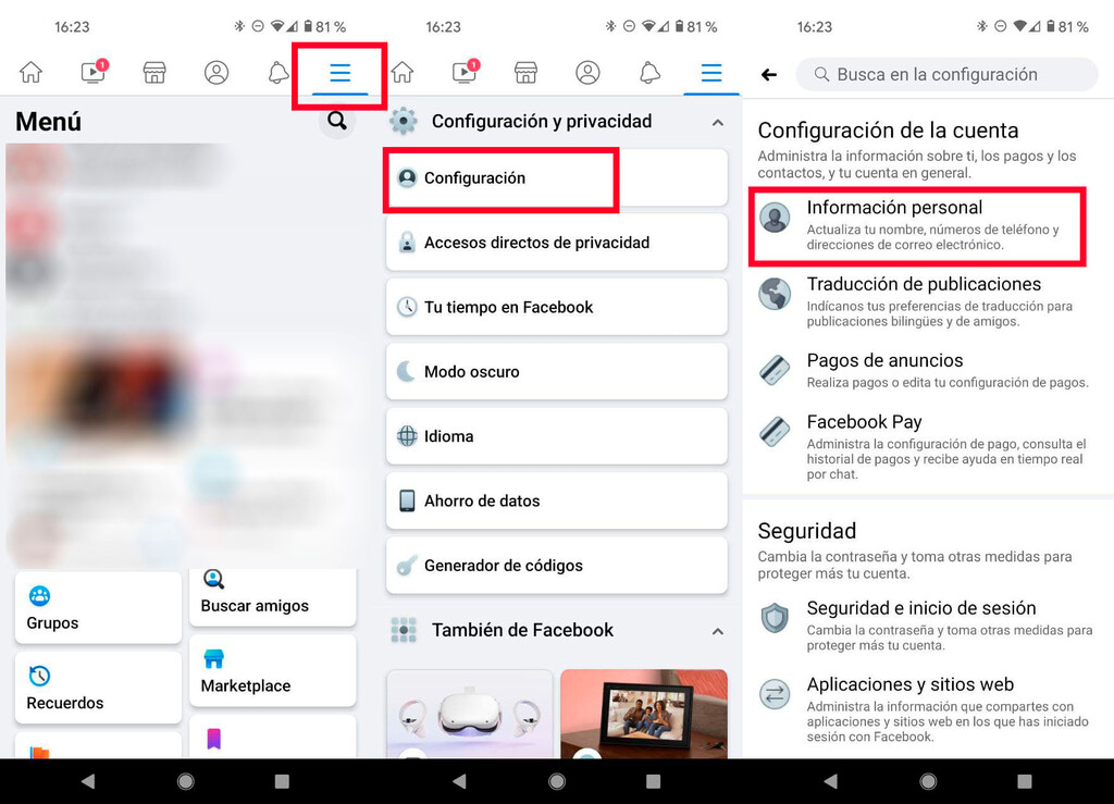 Cómo cambiar el correo electrónico de tu cuenta de Facebook desde el móvil