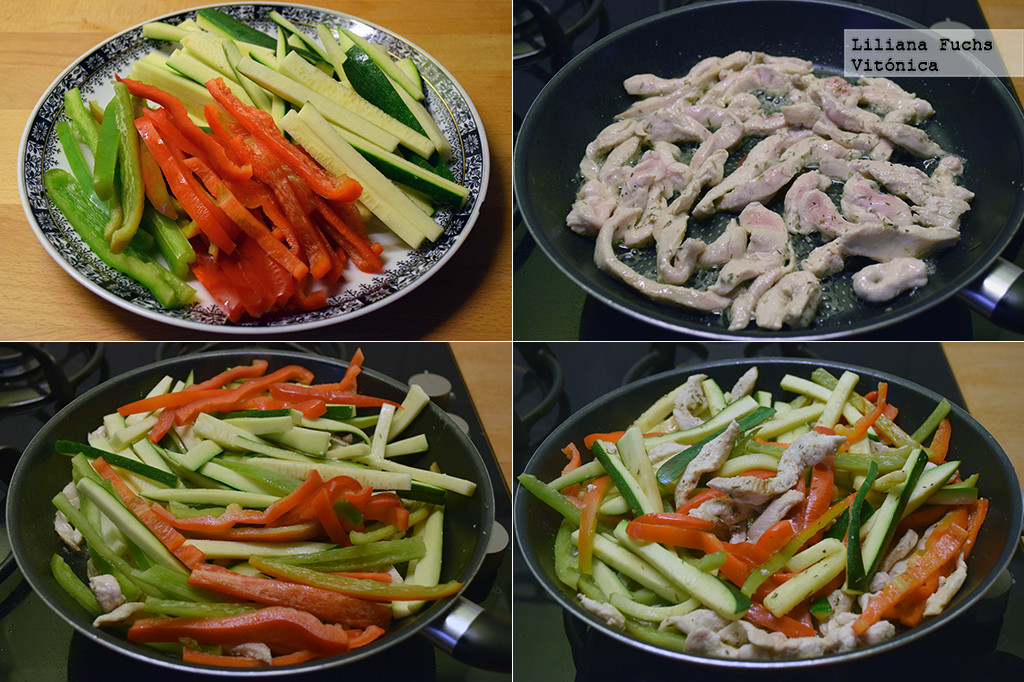 Salteado de pollo con verduras al limón. Receta saludable