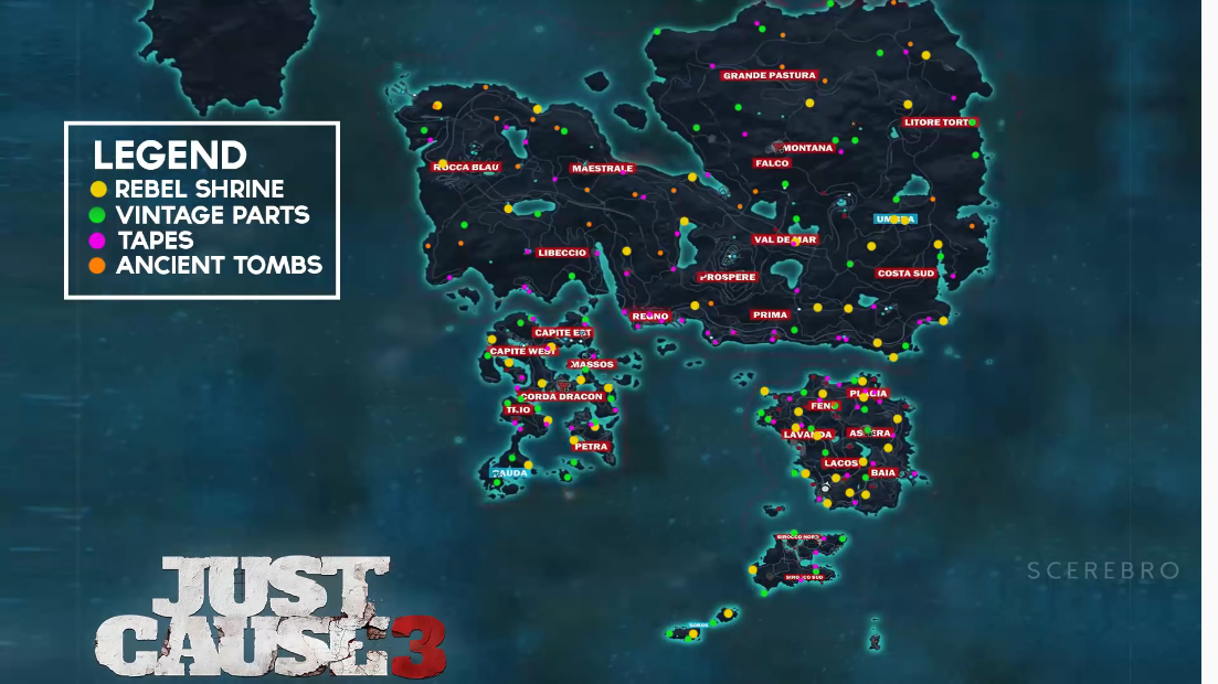 Guía Just Cause 3: mapa y vídeo con todos los coleccionables y secretos