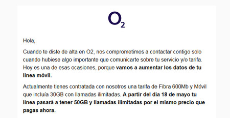 O2 sube gratis a 50 GB los datos del combinado de 50 euros, pero no ...