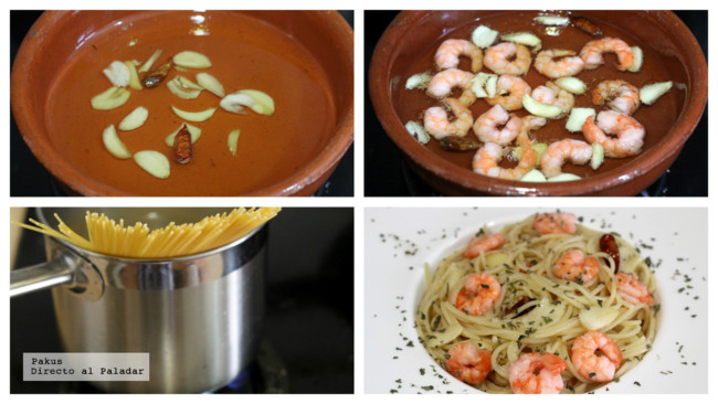 Espaguetis con gambas al ajillo: receta de pasta facilísima con pocos ...