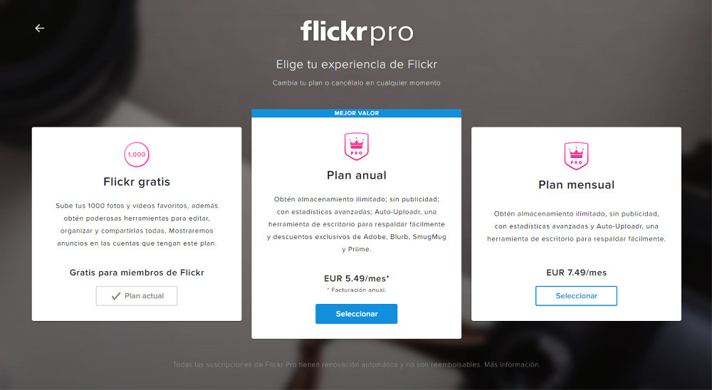 Flickr sube precio suscripción Pro tras haber pedido ayuda para ...