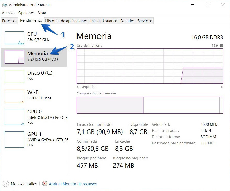 Tres trucos para liberar memoria RAM en Windows 10
