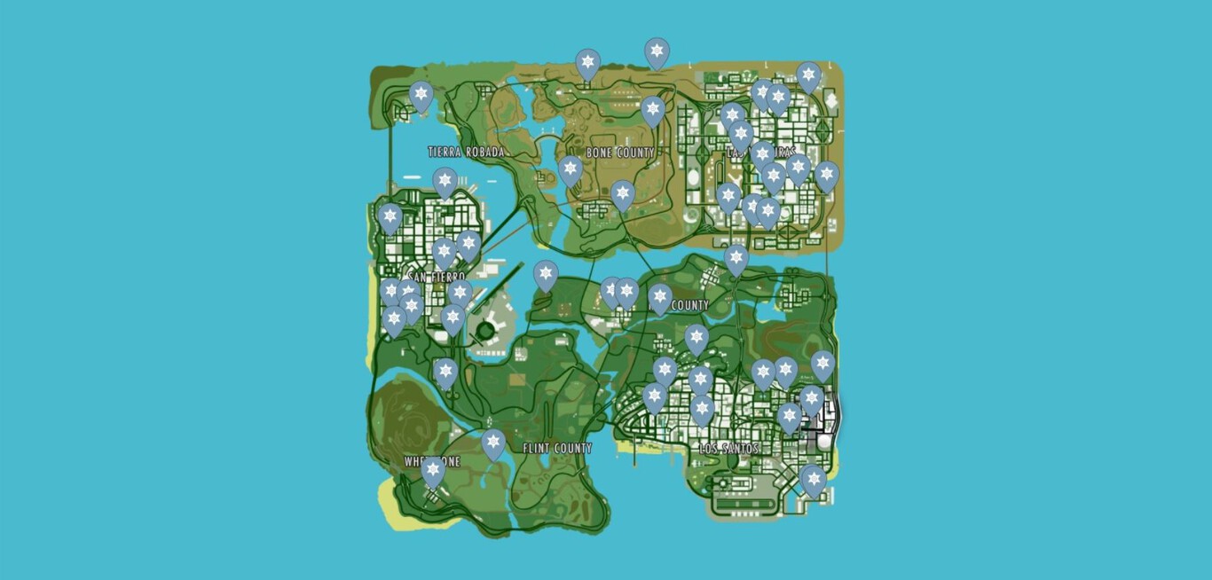 Mapa interactivo de GTA San Andreas, ubicación de todos los coches ...