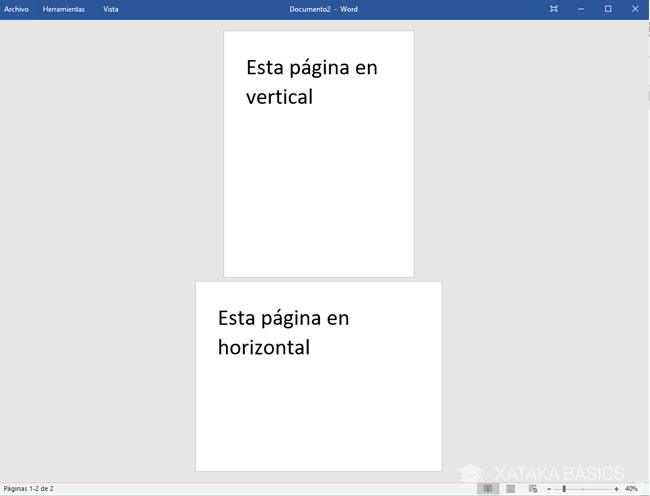 Cómo añadir una página en horizontal en Word