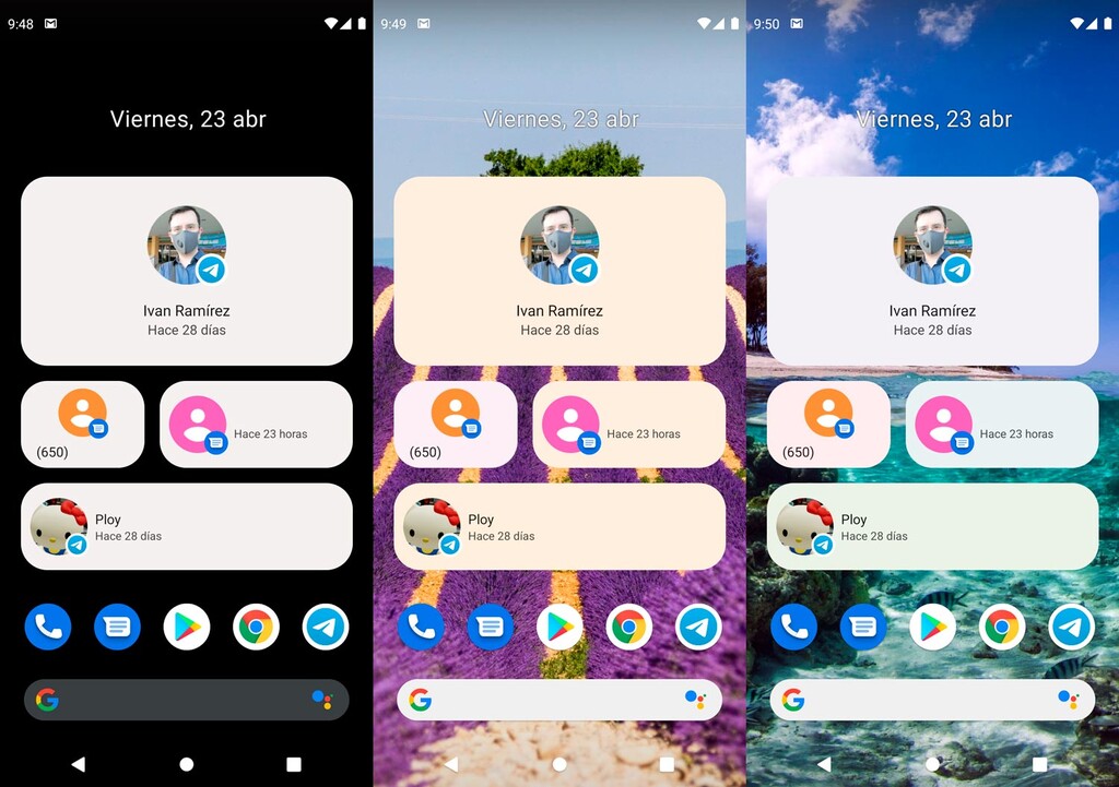 Los widgets de Android 12 pueden adaptarse a los colores del fondo de ...