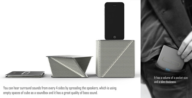 Altavoces plegables inspirados en el Origami