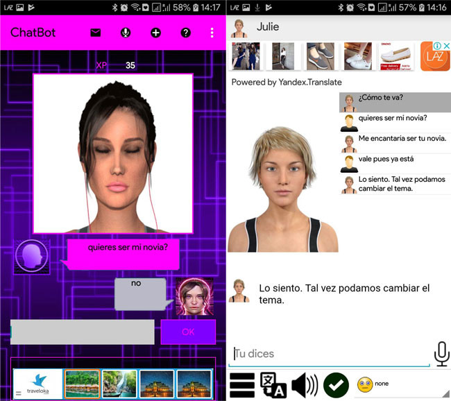 He probado varias apps de novia virtual en Android y es mejor estar soltero