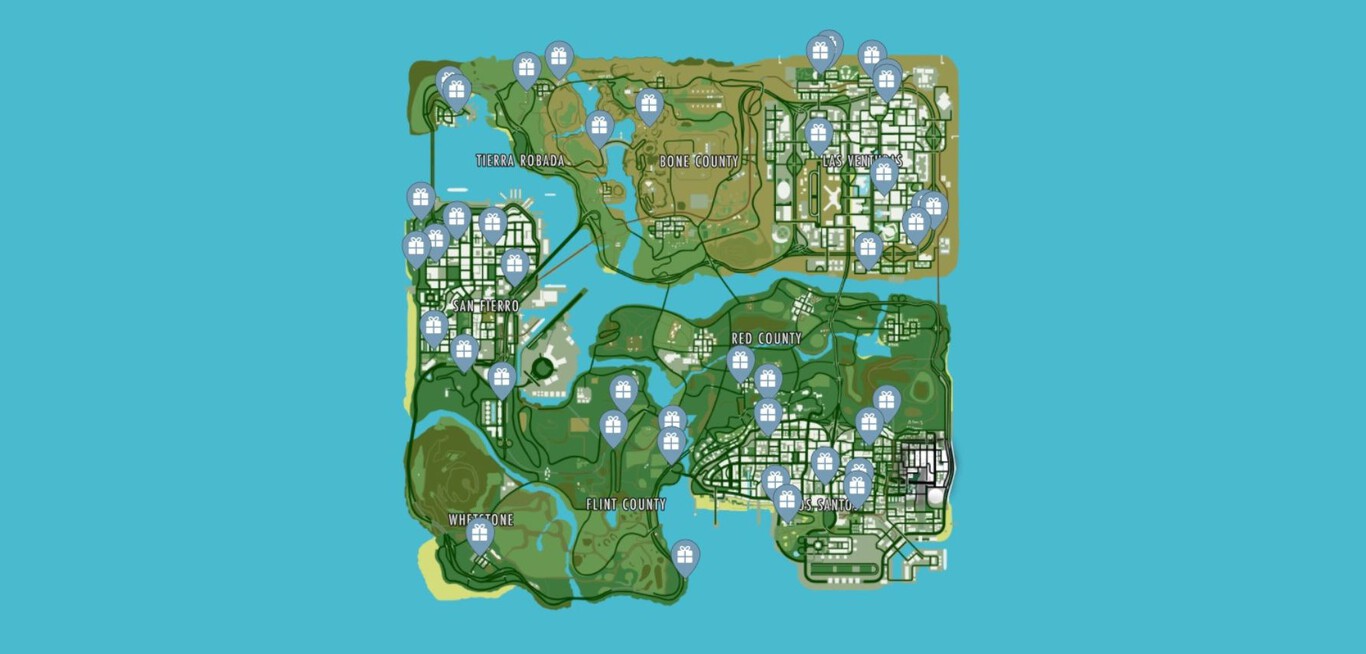 Mapa interactivo de GTA San Andreas, ubicación de todos los coches ...