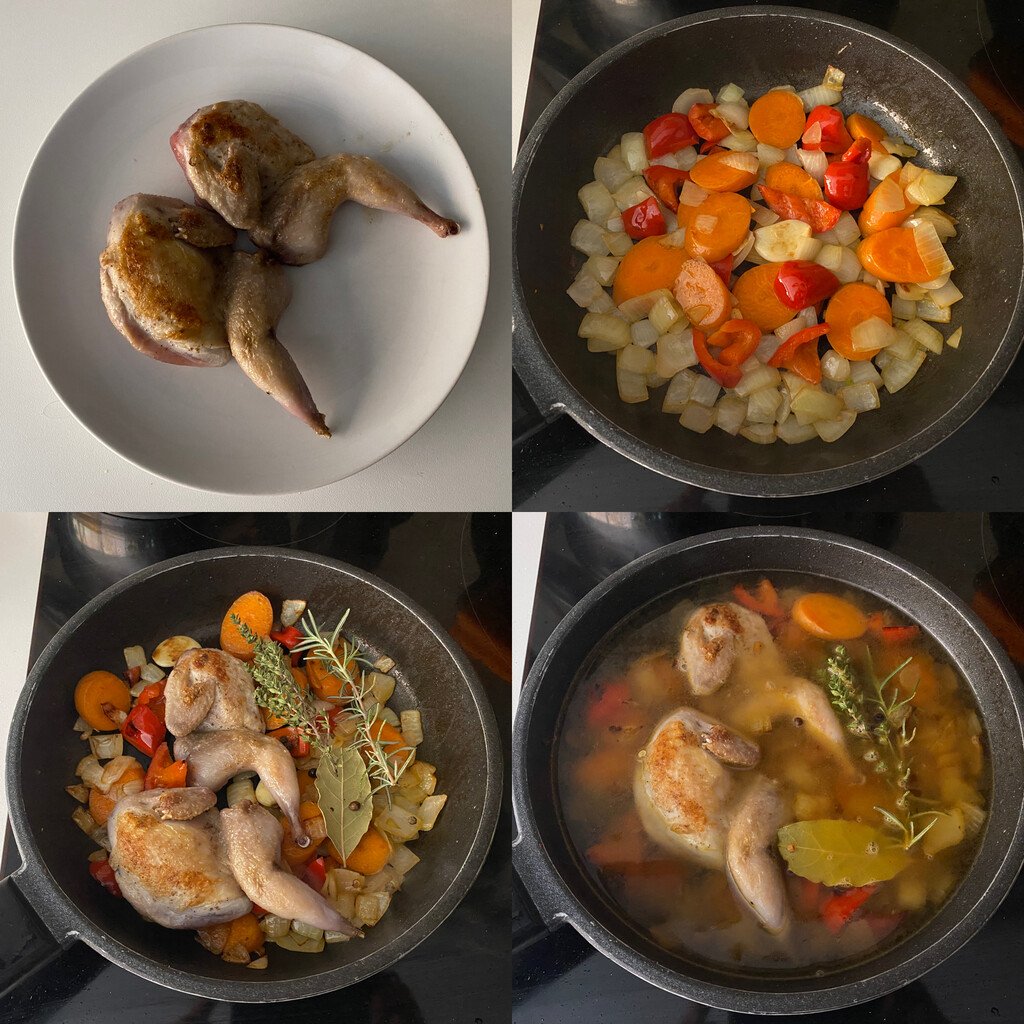 Ensalada de codorniz en escabeche con gorgonzola, nueces y granada ...