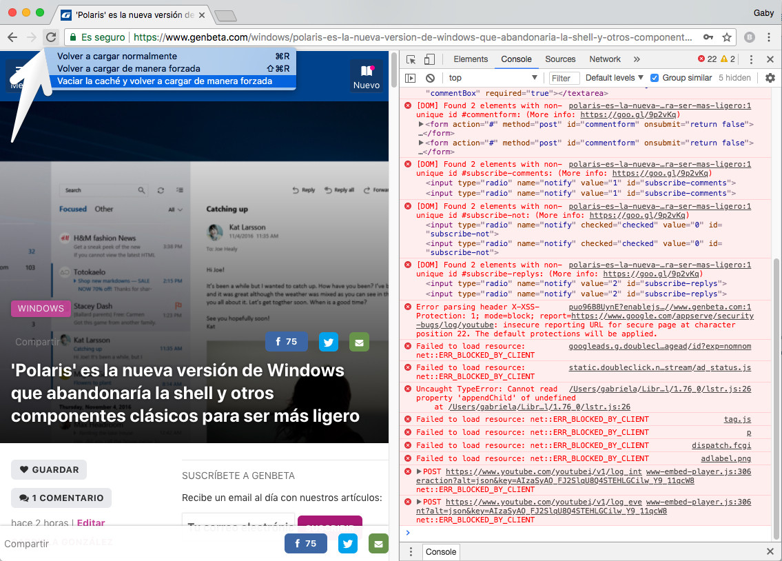 Cómo funciona y para qué sirve la recarga forzada de páginas en Chrome