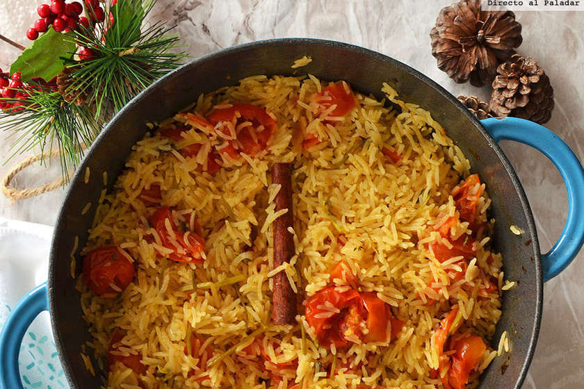Arroz especiado al horno. Receta para Navidad