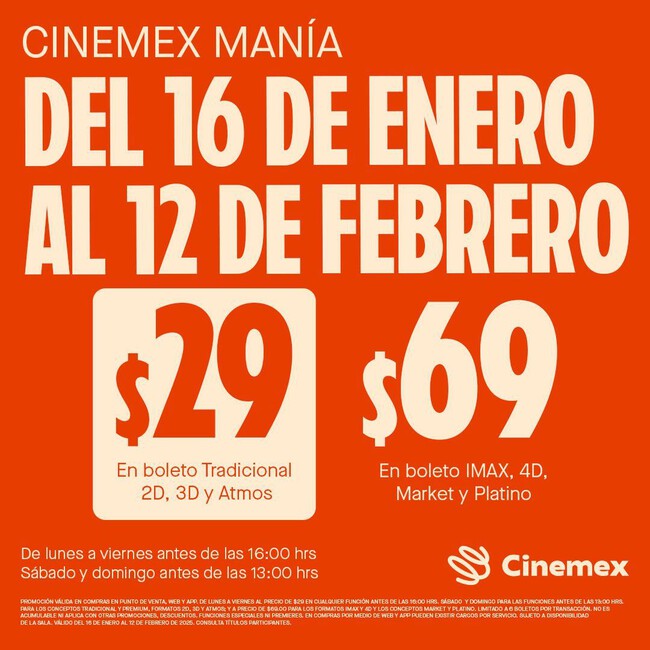 Cinemex vuelve a poner los boletos de sus funciones en 29 pesos en ...