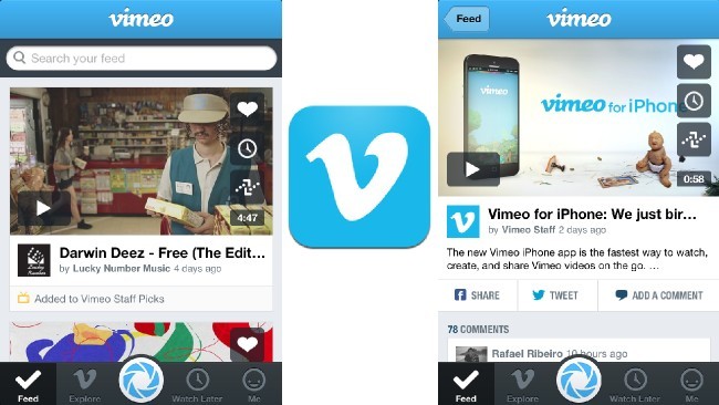 Vimeo rediseña su aplicación para iPhone haciéndola más fácil de usar