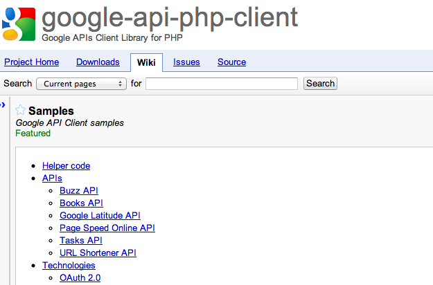 Disponible la librería para PHP de las APIs de Google