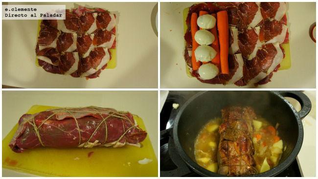 Carne de ternera rellena o aleta rellena. Receta de cocina fácil y ...
