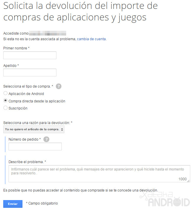 Cómo solicitar el reembolso de una compra integrada o una suscripción en Google Play