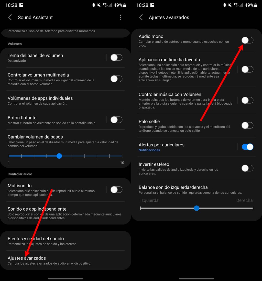 Cómo pasar el audio estéreo a mono en móviles Samsung para escuchar ...