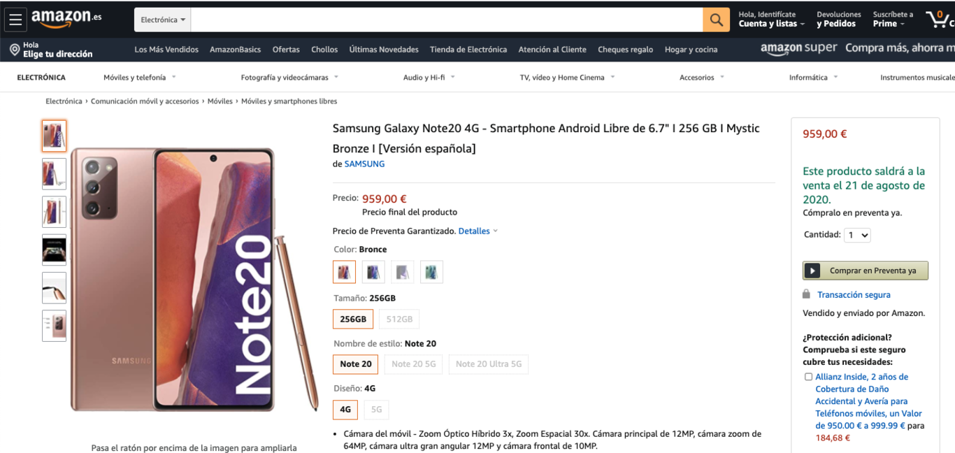 Samsung Galaxy Note 20 y Note 20 Ultra: dónde comprar más barato y al ...